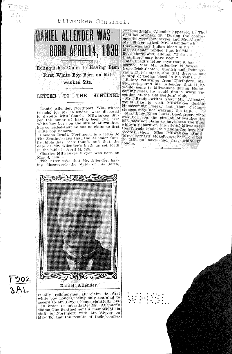 Daniel Allender Was Born April 14, 1838 | Newspaper Article/Clipping ...