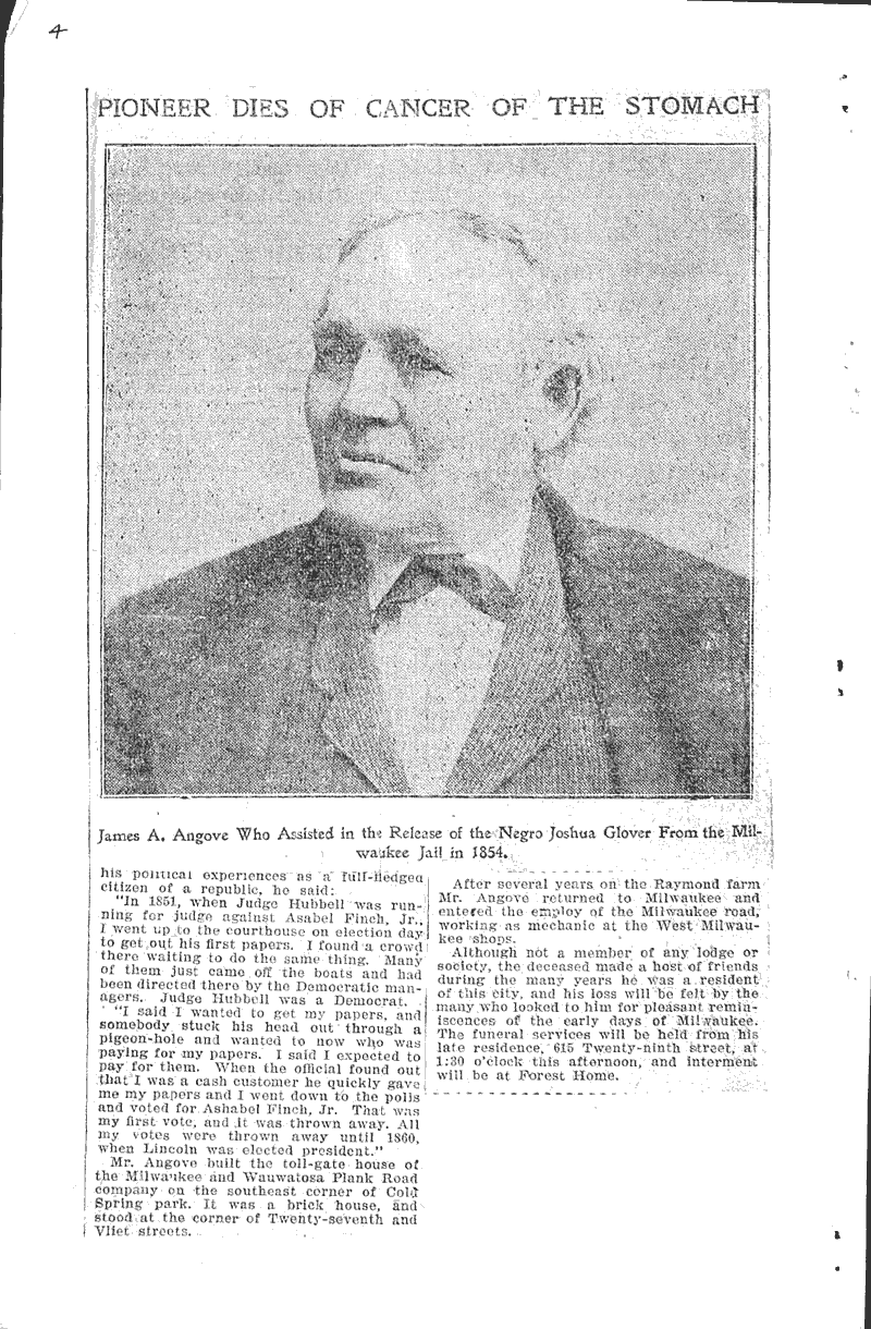 James Angove dies of cancer | Newspaper Article/Clipping | Wisconsin ...