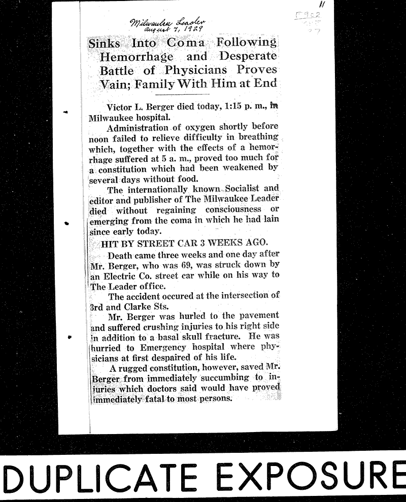 Sinks into coma following hemorrhage and desperate battle of physicians ...