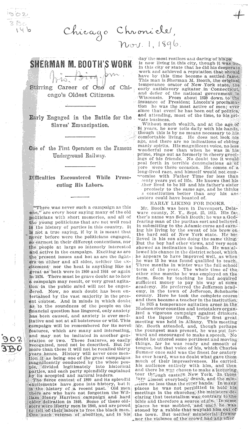 Sherman M. Booth's work | Newspaper Article/Clipping | Wisconsin ...