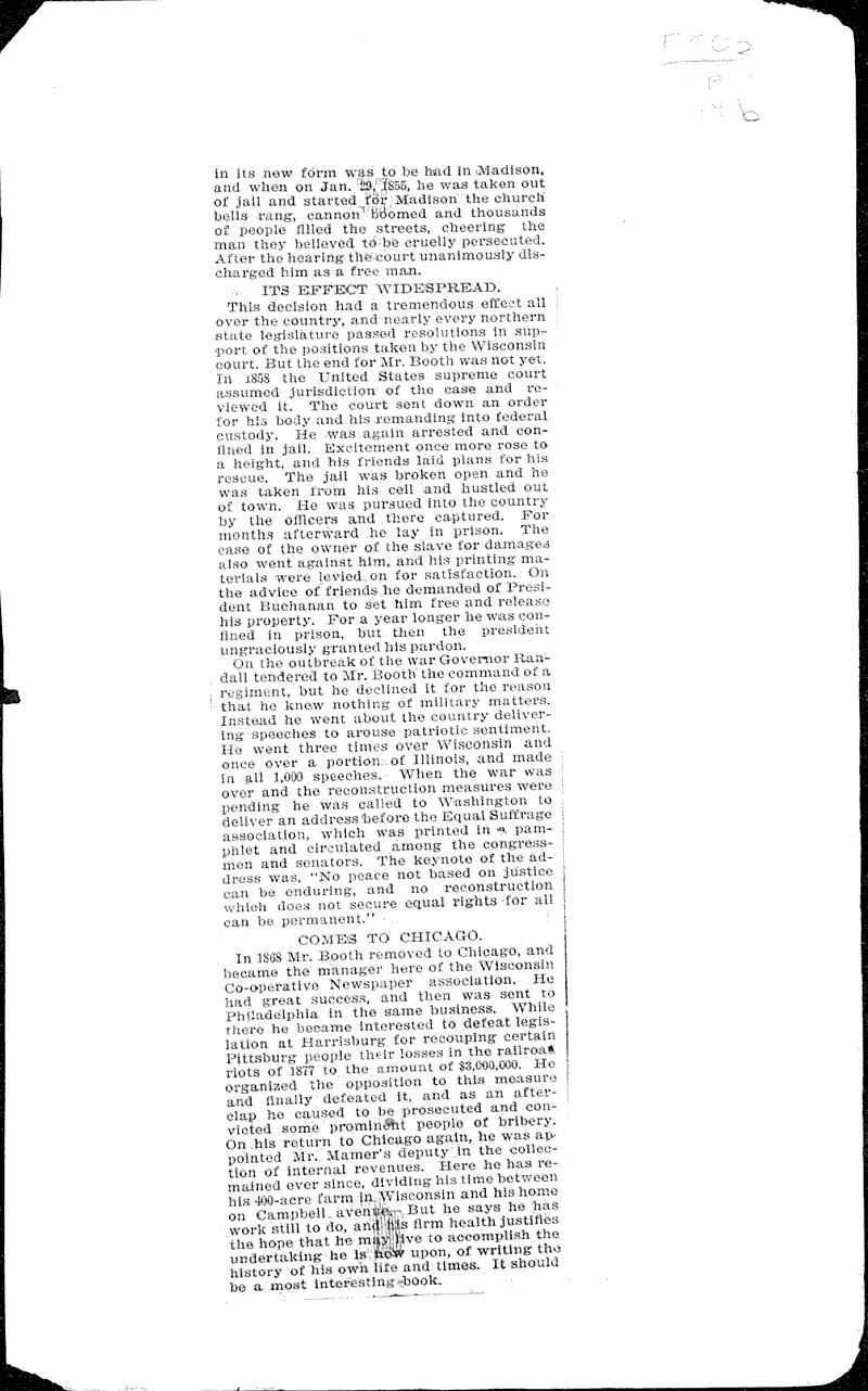 Sherman M. Booth's work | Newspaper Article/Clipping | Wisconsin ...