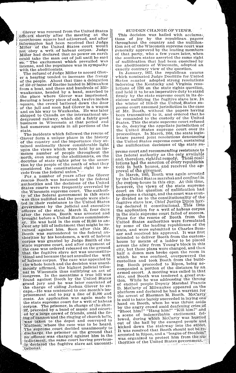 Sherman M. Booth's work | Newspaper Article/Clipping | Wisconsin ...