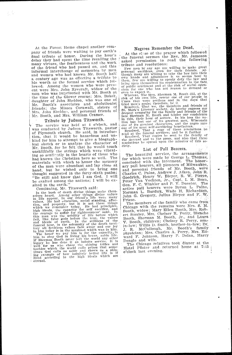 Sherman M. Booth | Newspaper Article/Clipping | Wisconsin Historical ...
