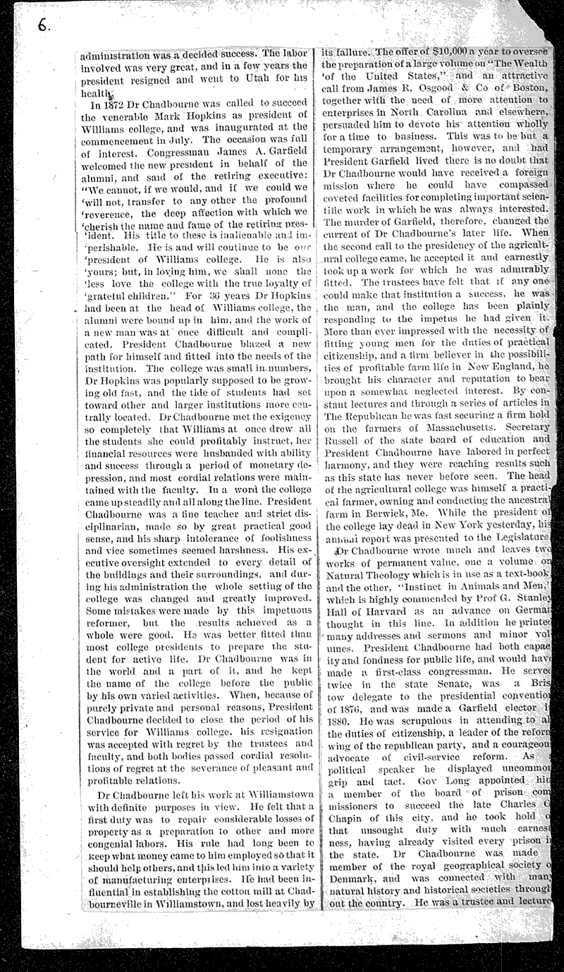 Death of Paul A. Chadbourne | Newspaper Article/Clipping | Wisconsin ...