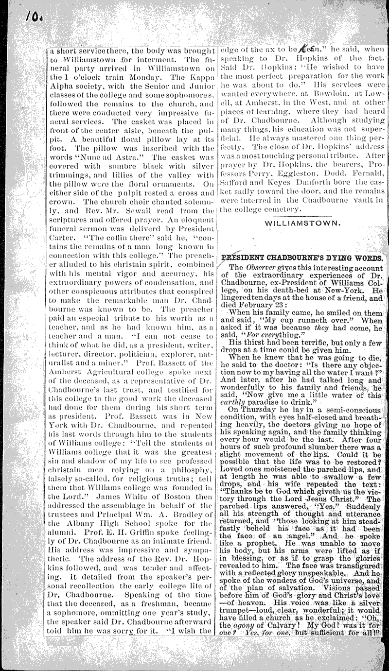 Death of Paul A. Chadbourne | Newspaper Article/Clipping | Wisconsin ...