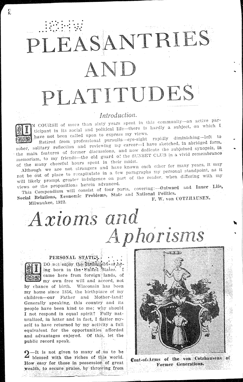 Pleasantries and platitudes | Newspaper Article/Clipping | Wisconsin ...