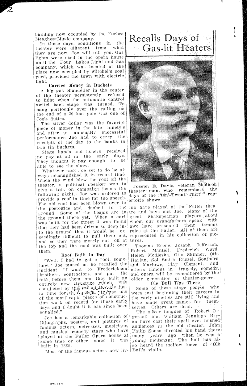 Joseph E. Davis, veteran theater man, remembers days of Keene ...