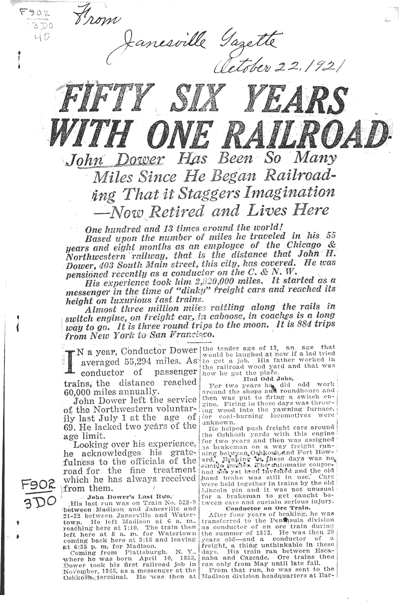 Fifty-six years with one railroad | Newspaper Article/Clipping ...