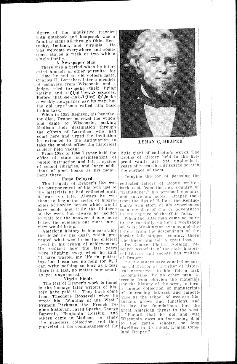 American historians pay tribute to Charles Draper, Madison scholar ...