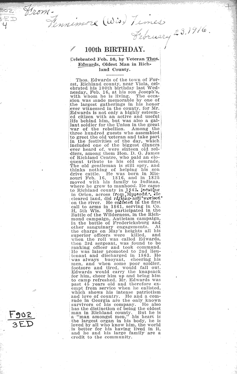 100th birthday | Newspaper Article/Clipping | Wisconsin Historical Society
