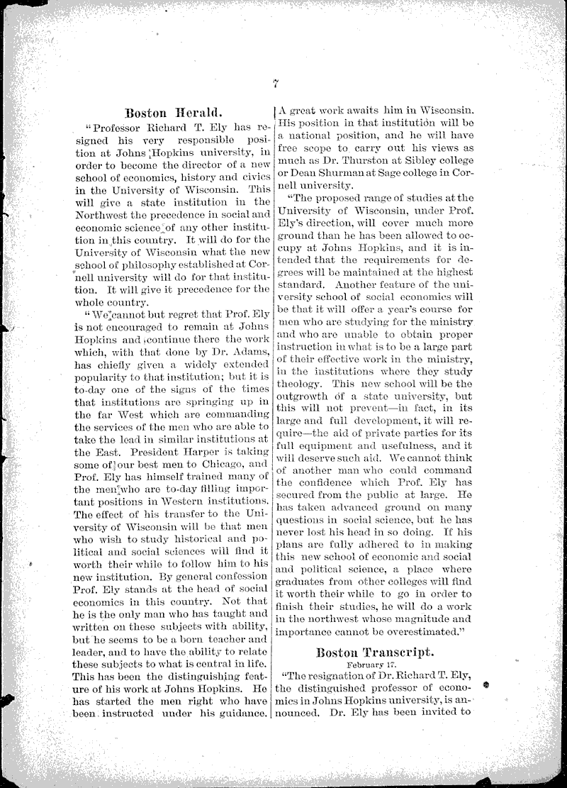 Extracts from press notices of the New School of Economics, History and ...