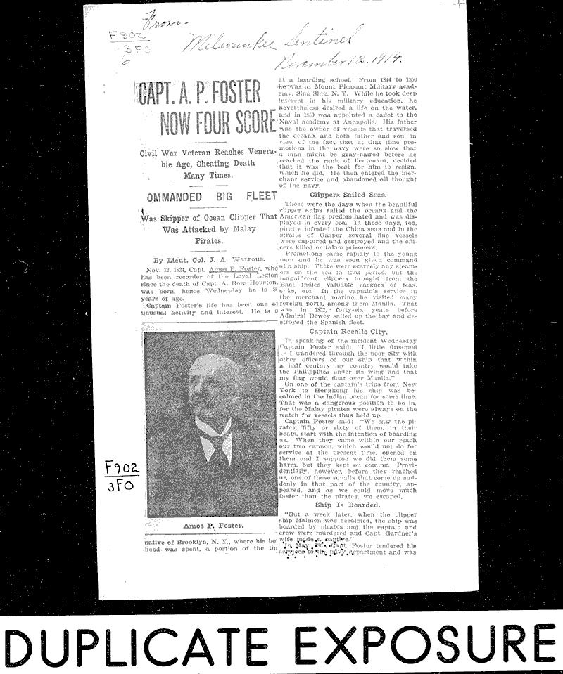 Capt. a. p. foster now four score | Newspaper Article/Clipping ...