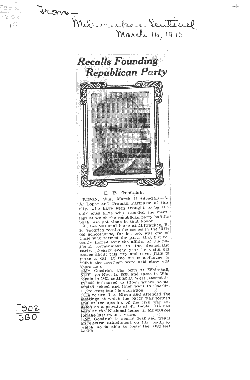Recalls founding Republican Party | Newspaper Article/Clipping ...