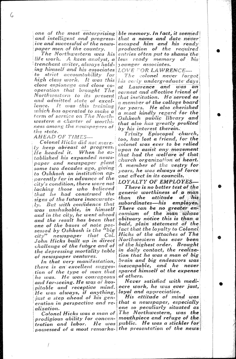 Col. John Hicks is dead | Newspaper Article/Clipping | Wisconsin ...