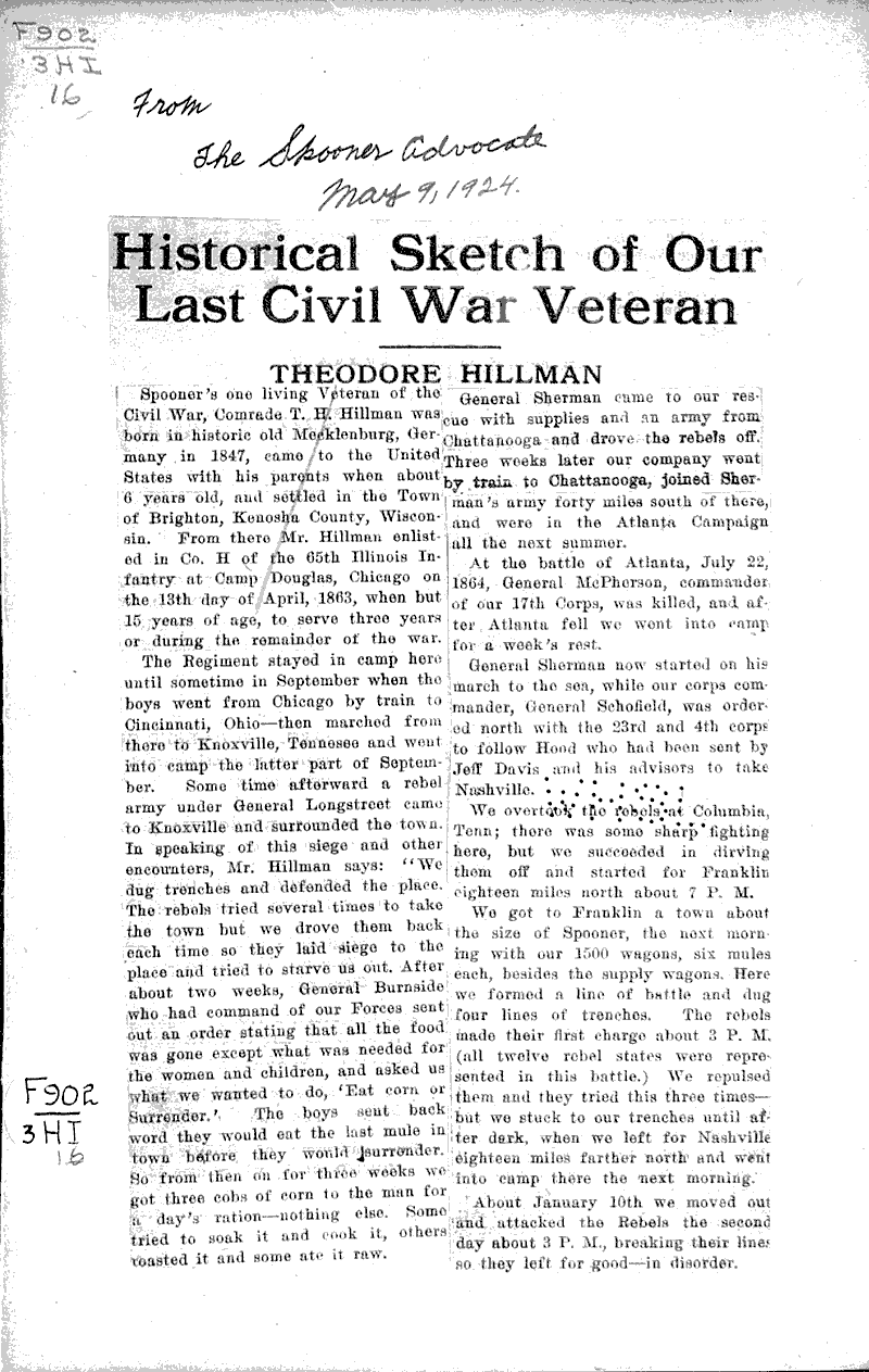 Historical sketch of our last Civil War veteran | Newspaper Article ...