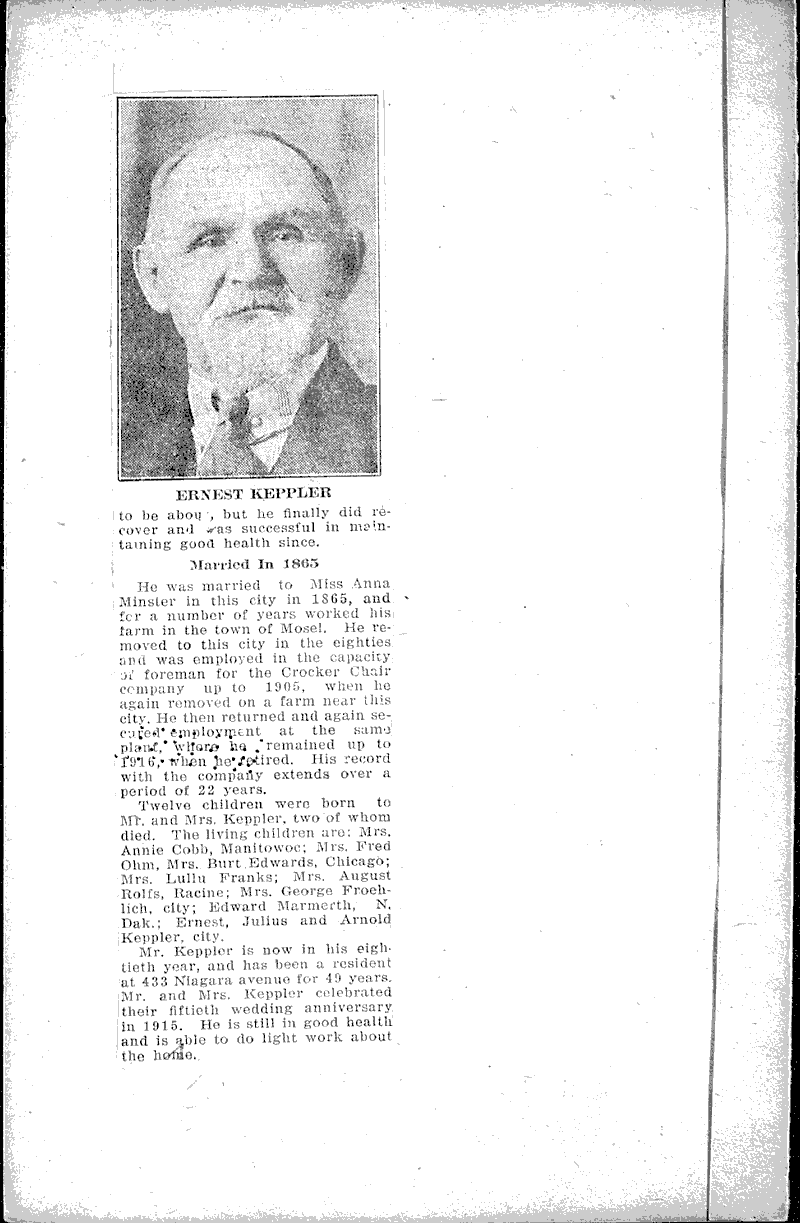 Ernest Keppler survives his experiences in Libby prison though wounded ...