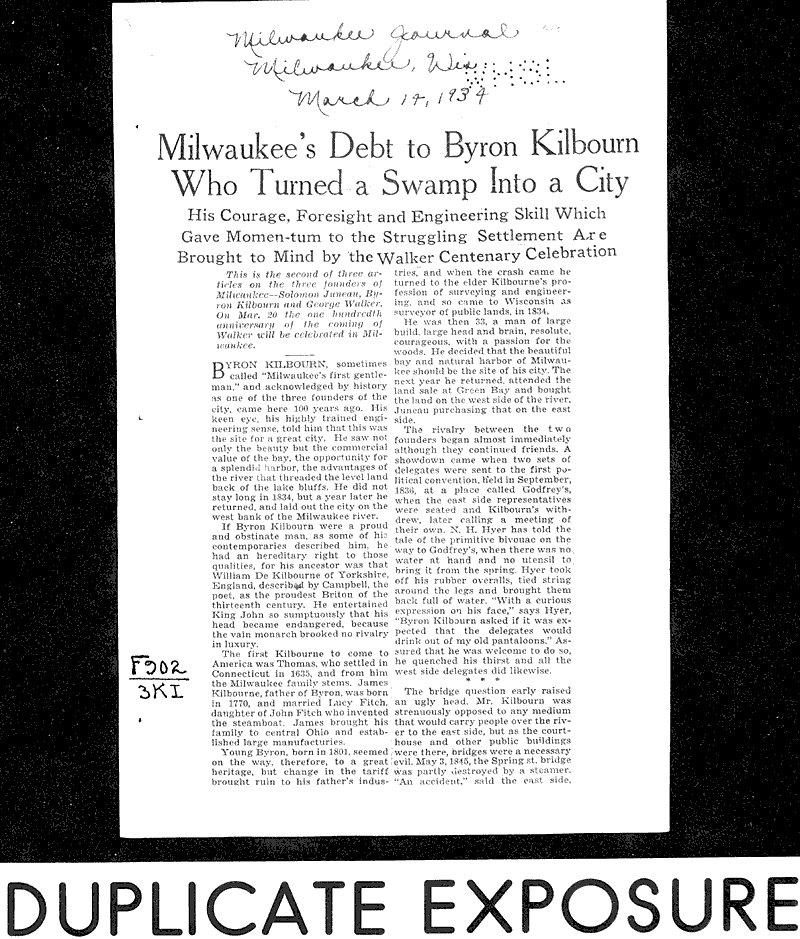 Milwaukee's debt to Byron Kilbourn who turned a swamp into a city ...