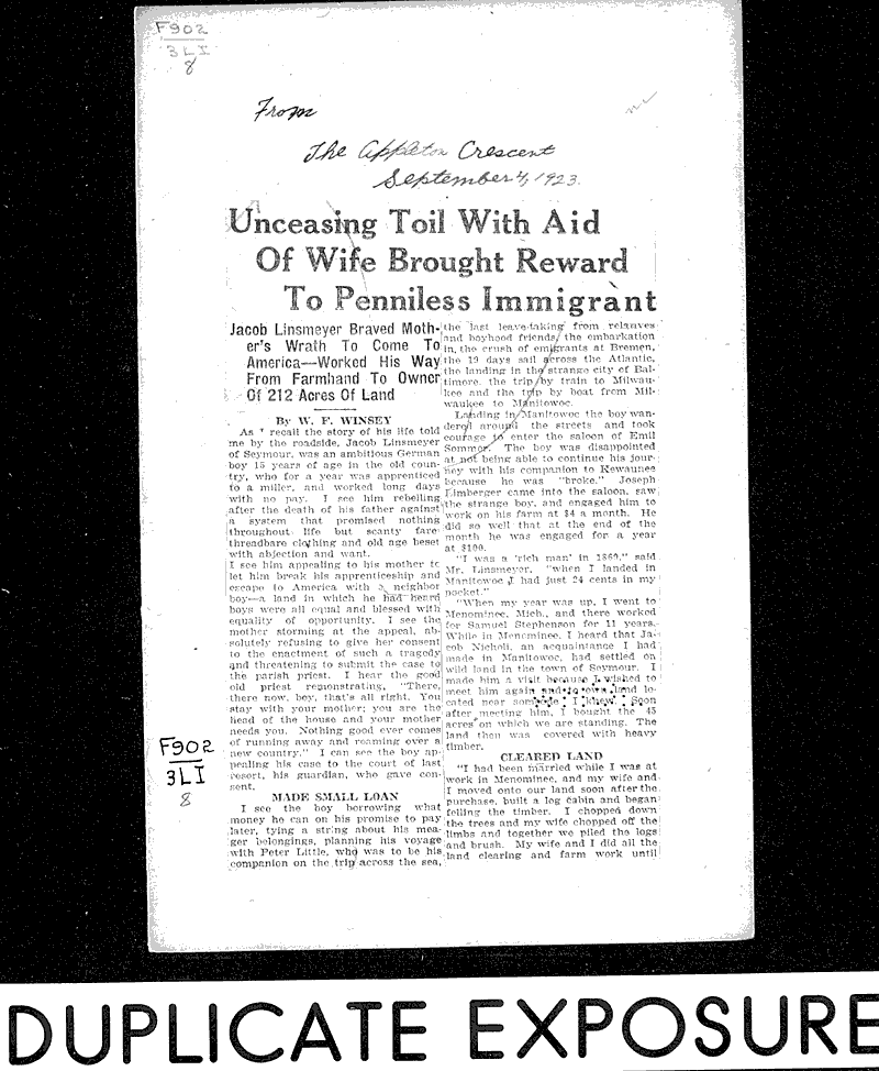 Unceasing toil with aid of wife brought reward to penniless immigrant ...