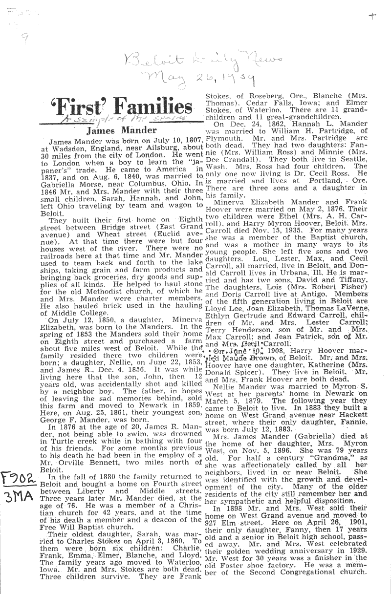 'First' families | Newspaper Article/Clipping | Wisconsin Historical ...
