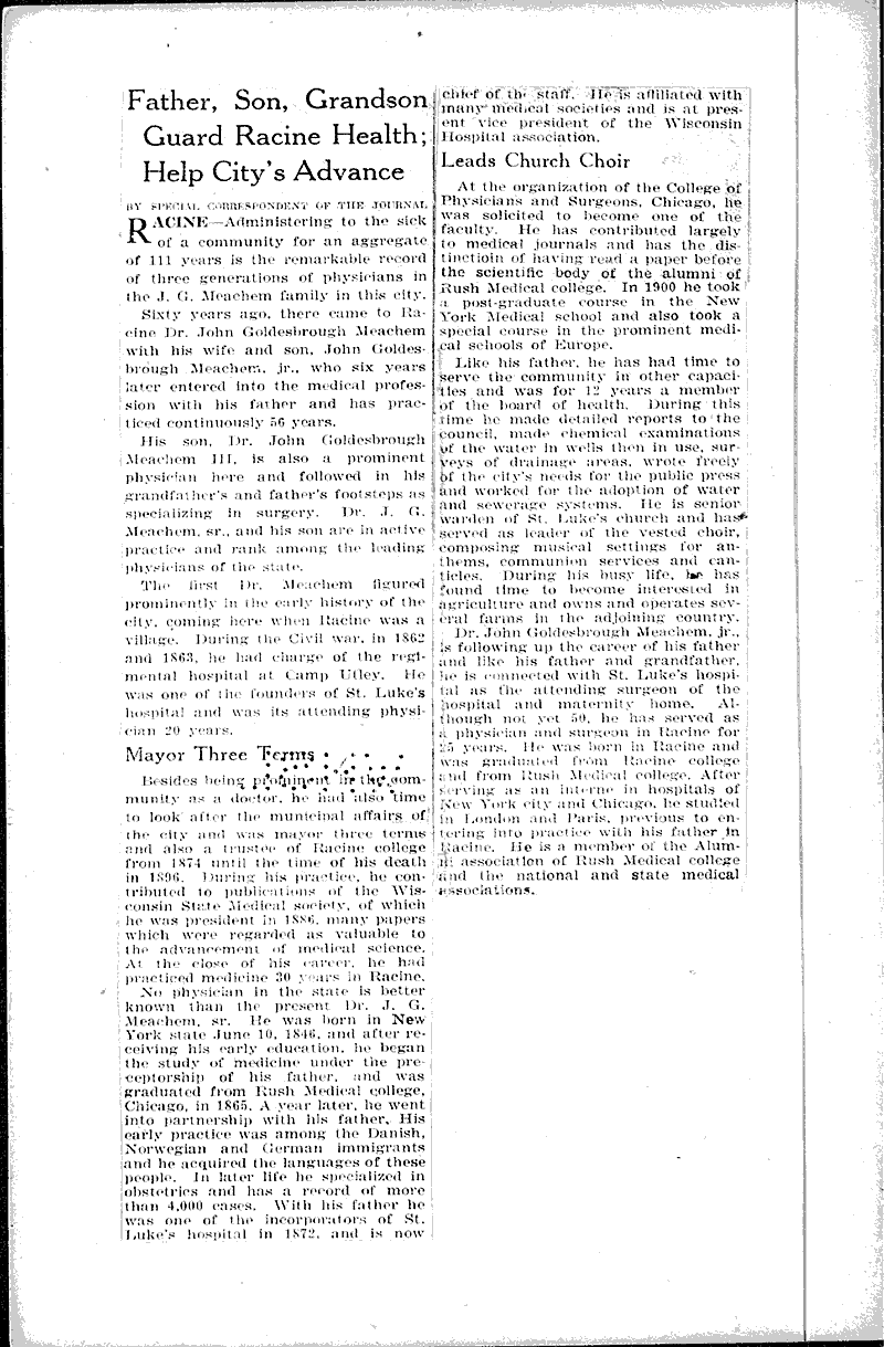 Three physicians of one family serve town's sick 111 years | Newspaper ...