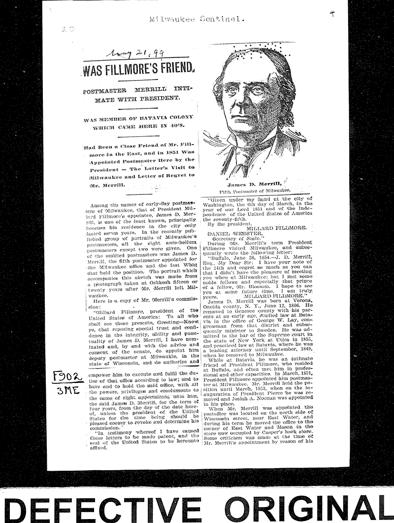Was fillmore's friend | Newspaper Article/Clipping | Wisconsin ...
