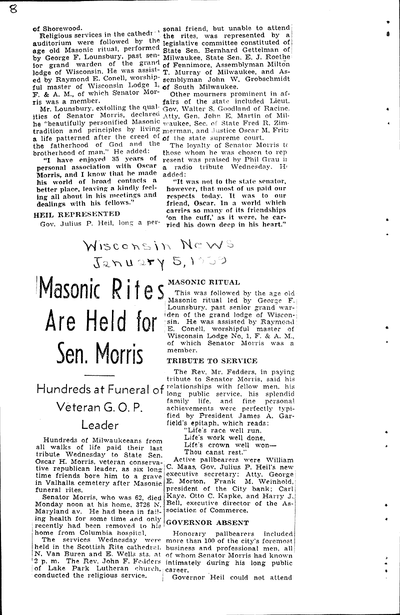 Masonic rites are held for Sen. Morris | Newspaper Article/Clipping ...