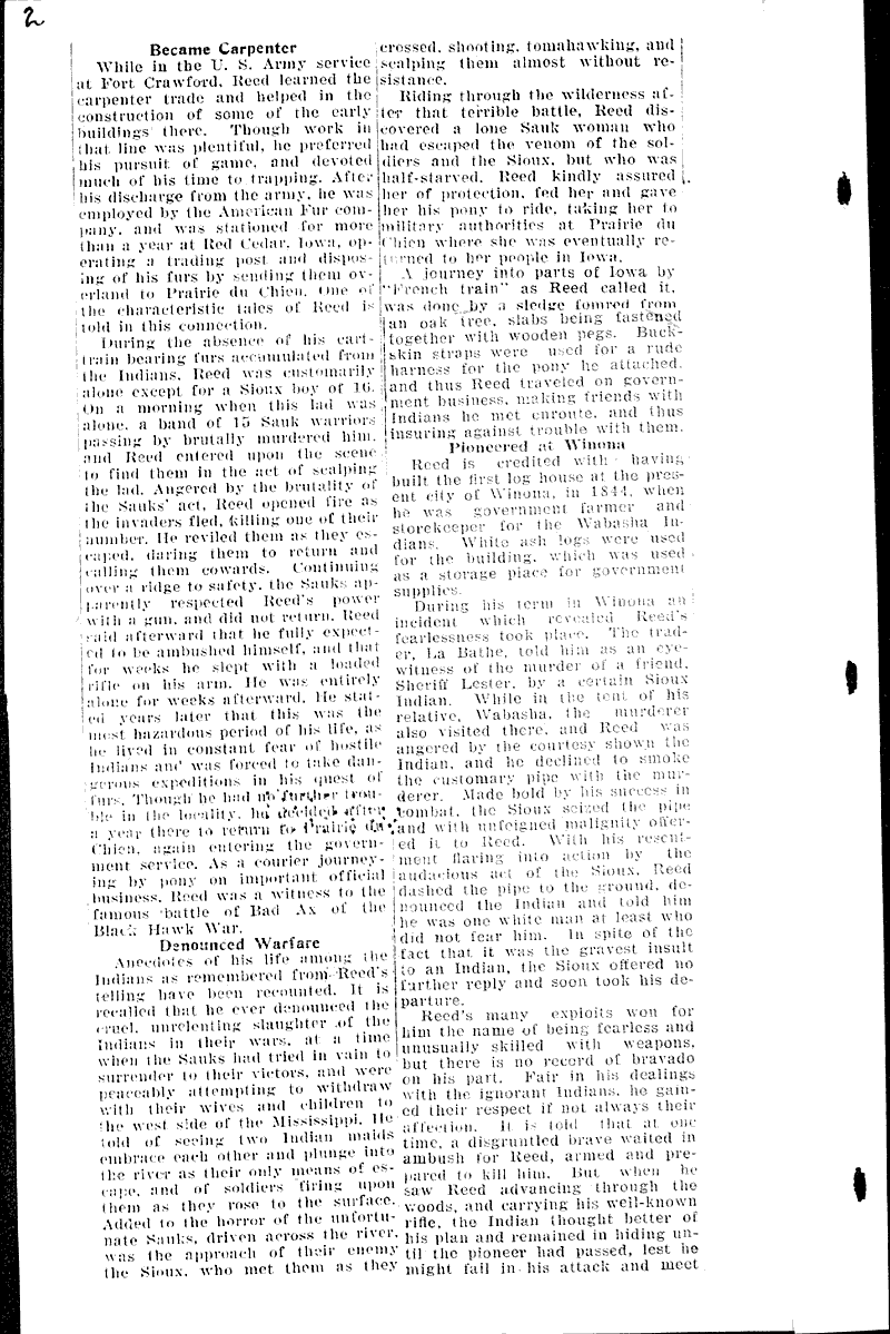 Pioneer james reed was a pacifist but a good shot as well | Newspaper ...