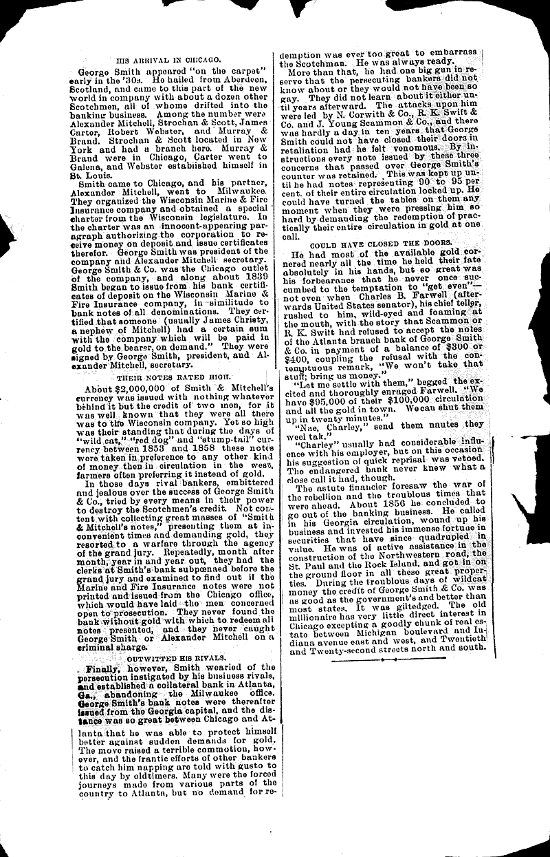 George Smith, banker | Newspaper Article/Clipping | Wisconsin ...