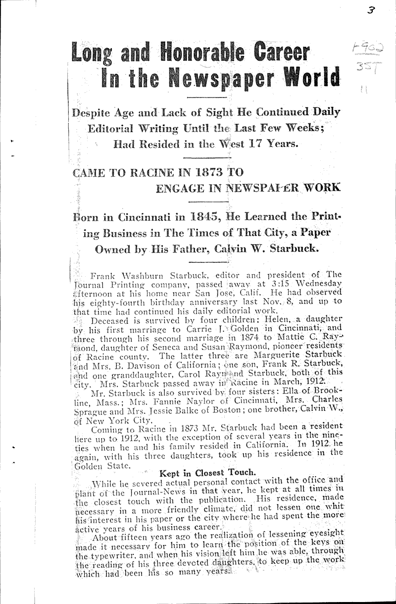 Long and honorable career in the newspaper world | Newspaper Article ...
