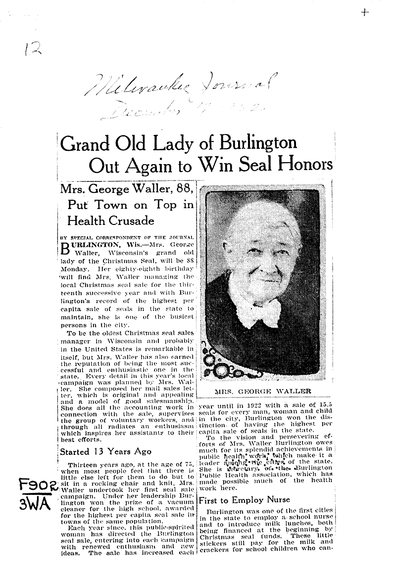 Grand old lady of Burlington out again to win seal honors | Newspaper ...