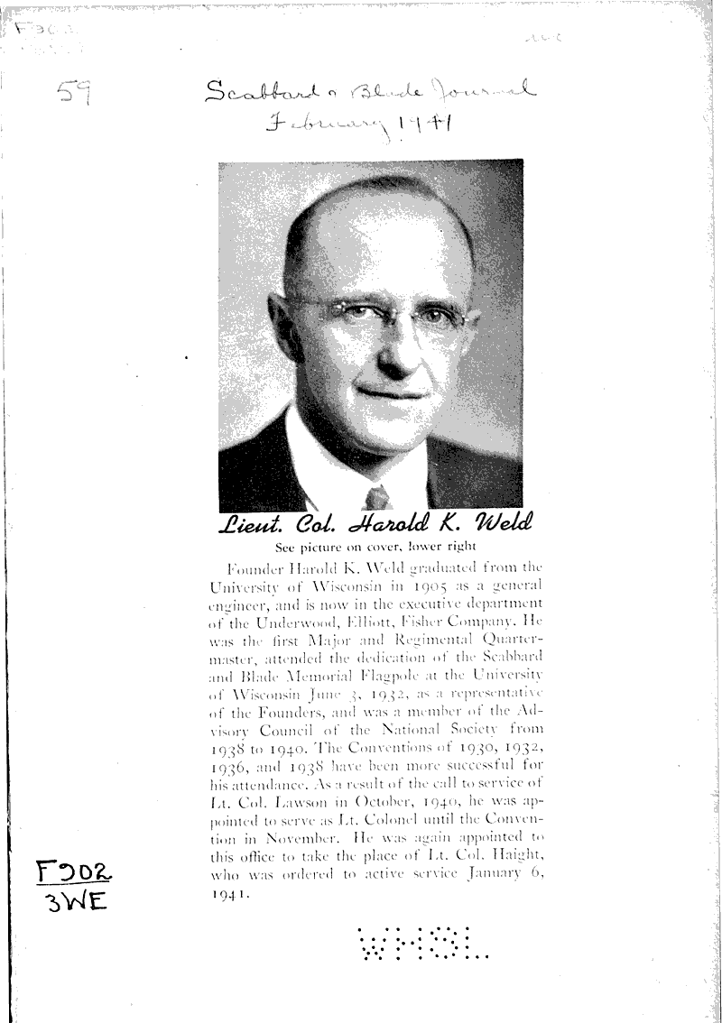 Lieut. Col. Harold K. Weld | Newspaper Article/Clipping | Wisconsin ...