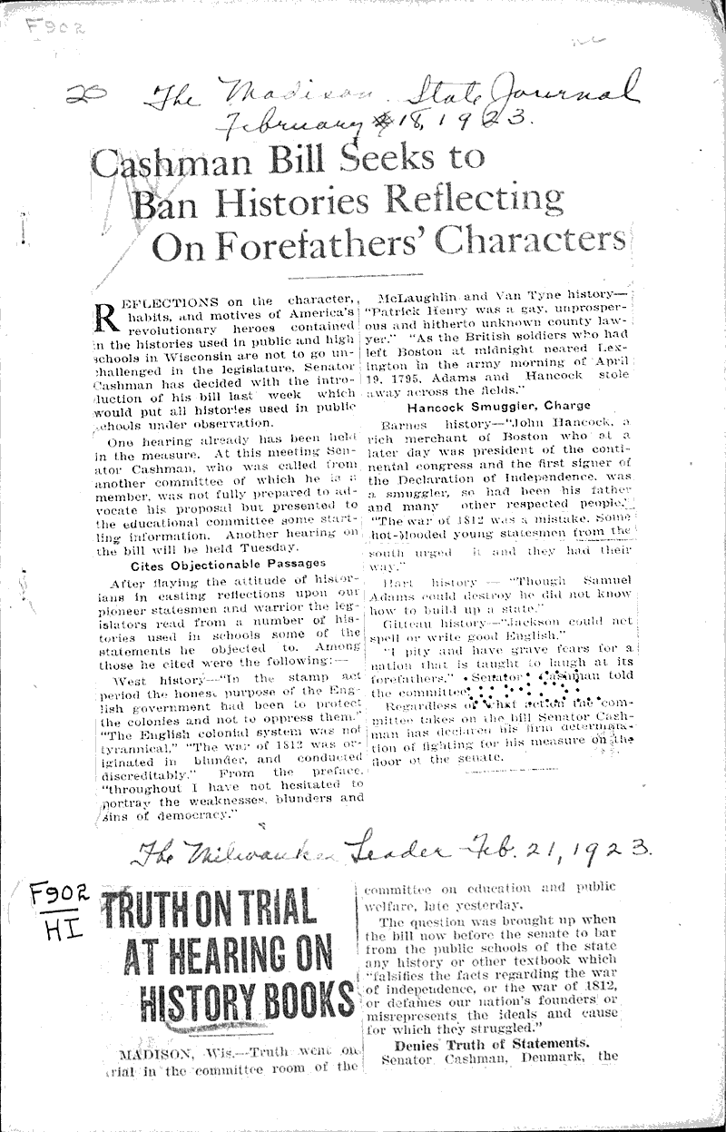 Cashman bill seeks to ban histories reflecting on forefathers ...