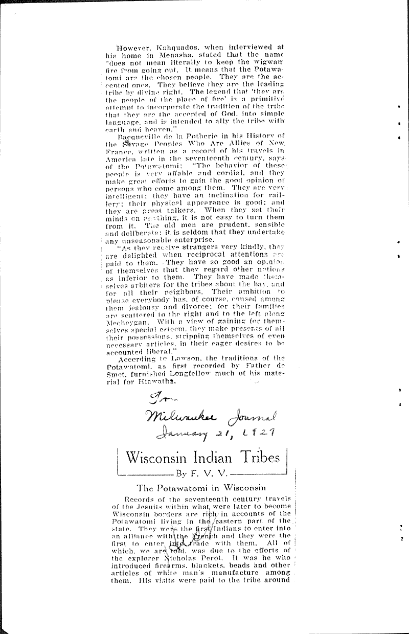 Wisconsin Indian tribes | Newspaper Article/Clipping | Wisconsin ...