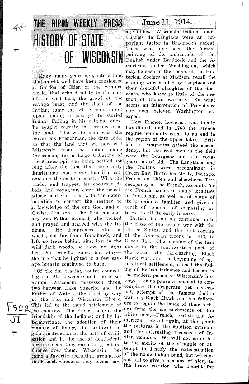 History of state of wisconsin | Newspaper Article/Clipping | Wisconsin ...
