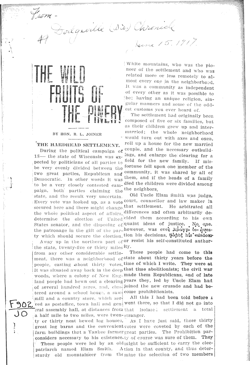 The wild fruits of the pinery | Newspaper Article/Clipping | Wisconsin ...