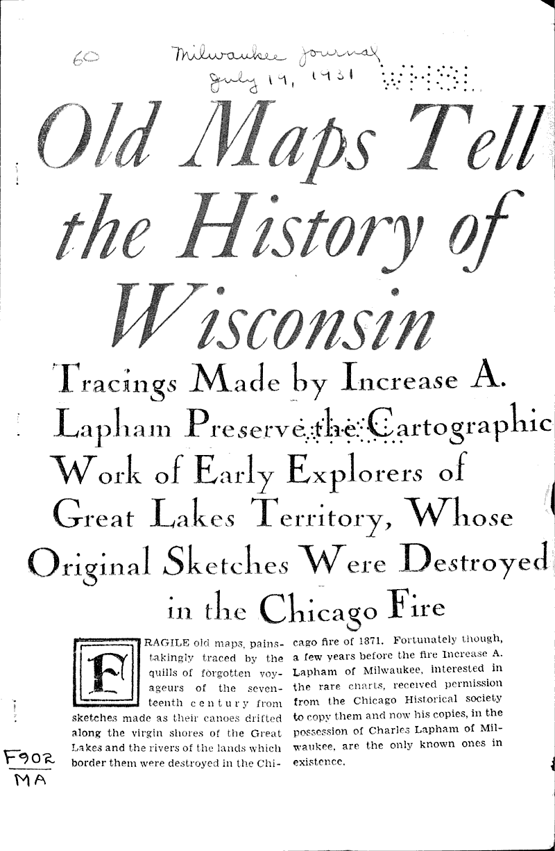 Old maps tell the history of wisconsin | Newspaper Article/Clipping ...