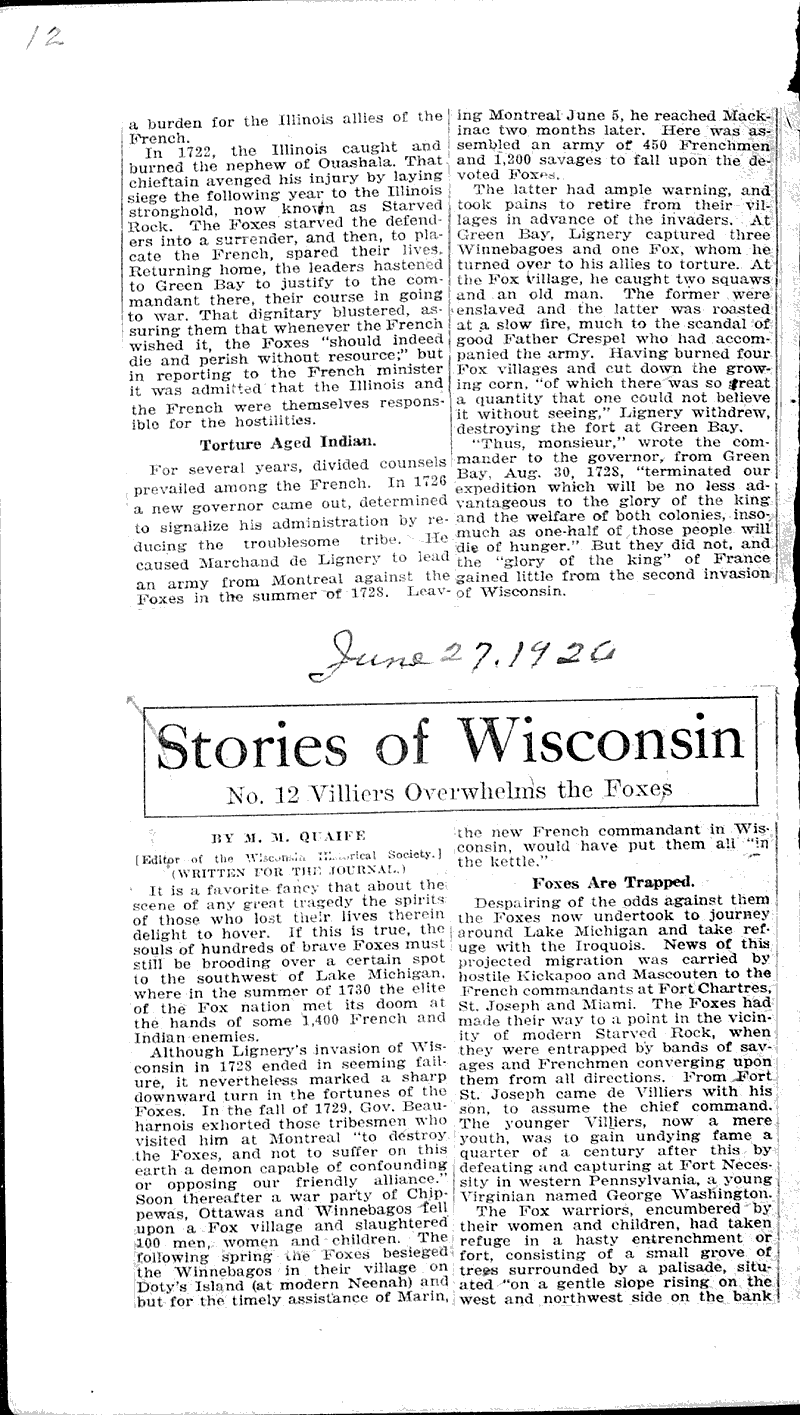 Stories of Wisconsin: French again invade Wisconsin | Newspaper Article ...