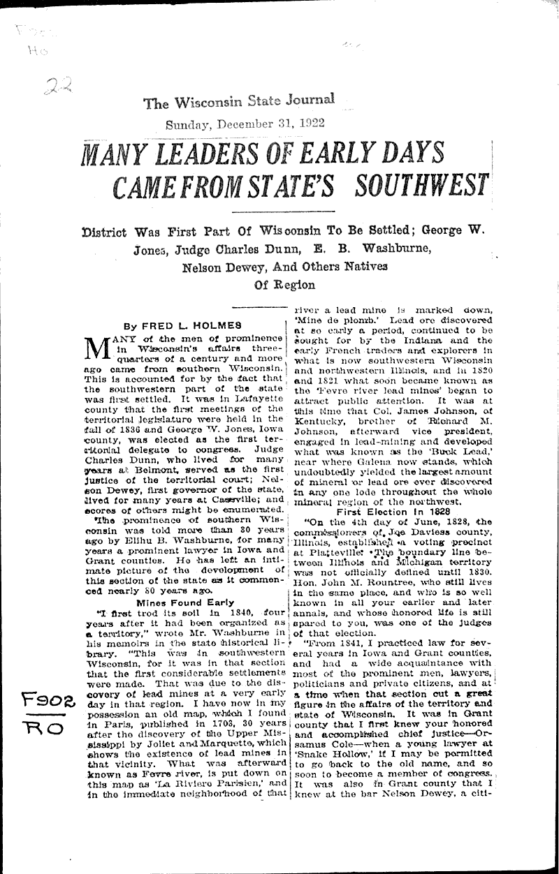 Many leaders of early days came from state's southwest | Newspaper ...