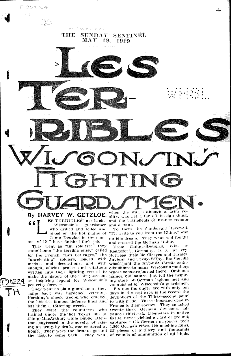 Les terribles | Newspaper Article/Clipping | Wisconsin Historical Society