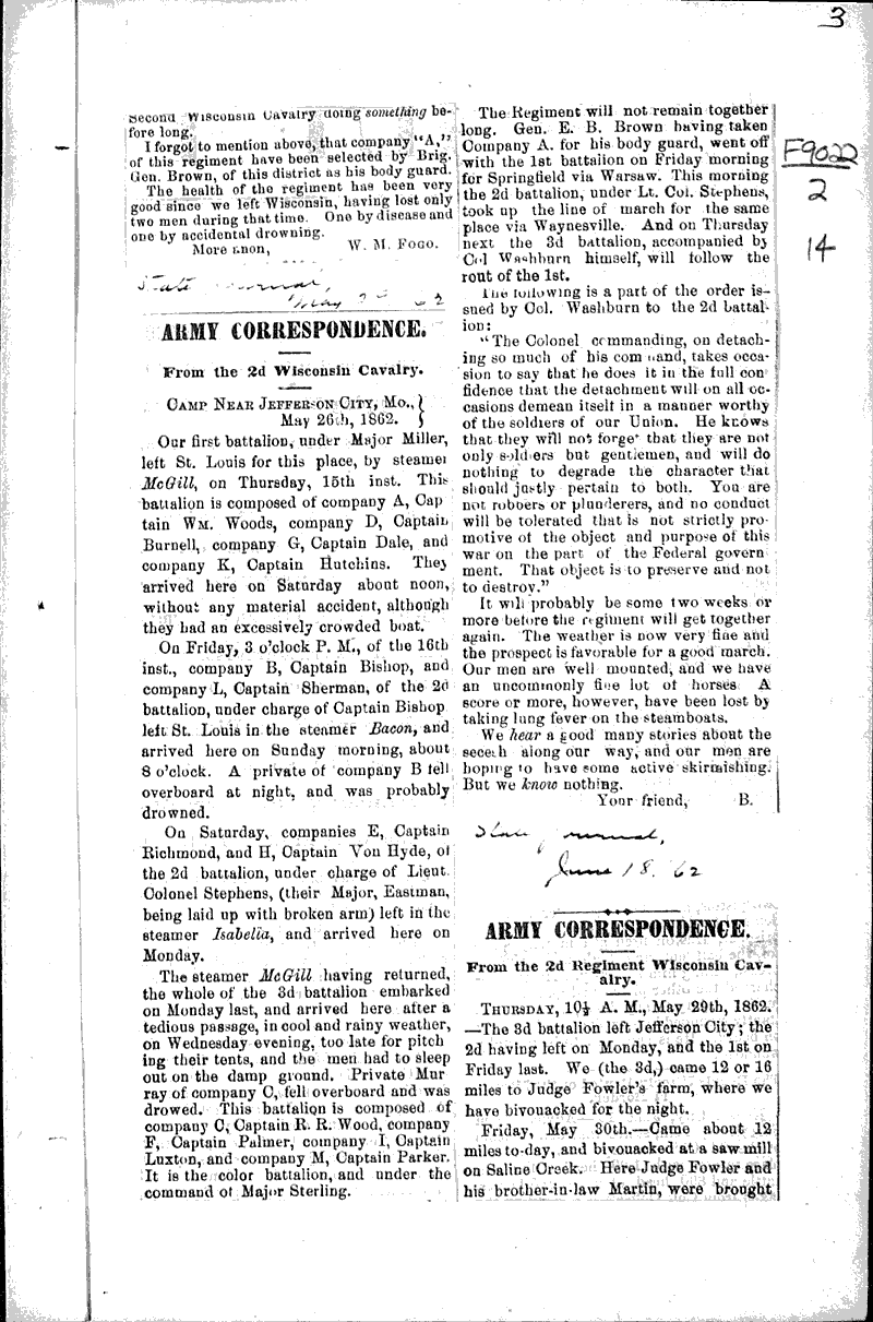 Army correspondence | Newspaper Article/Clipping | Wisconsin Historical ...