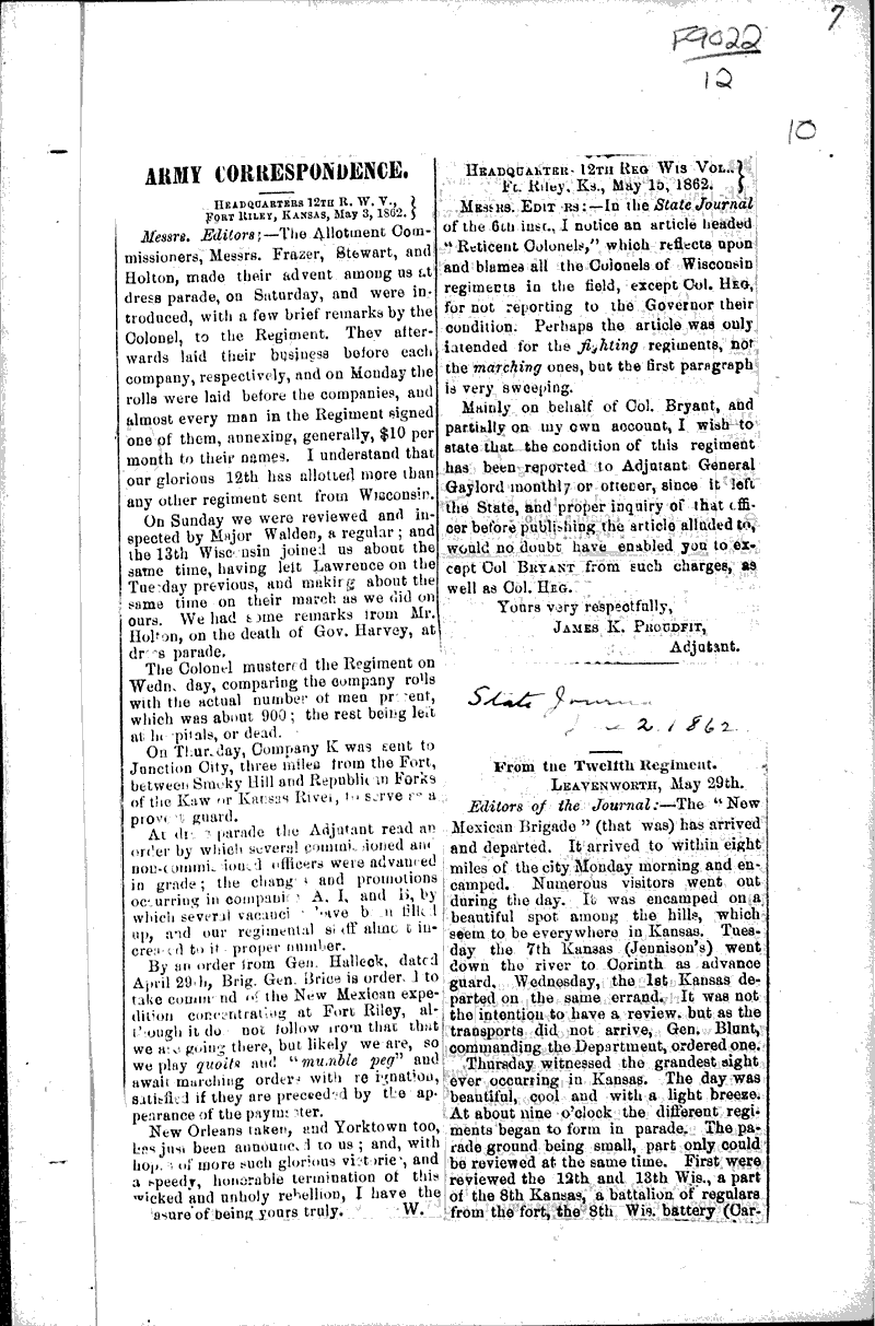 Army correspondence | Newspaper Article/Clipping | Wisconsin Historical ...