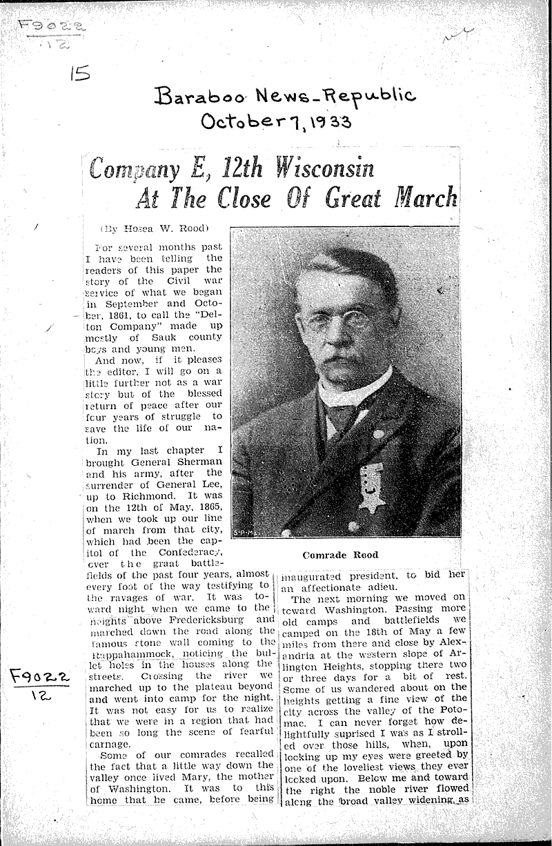 Company E., 12th Wisconsin at the close of Great March | Newspaper ...