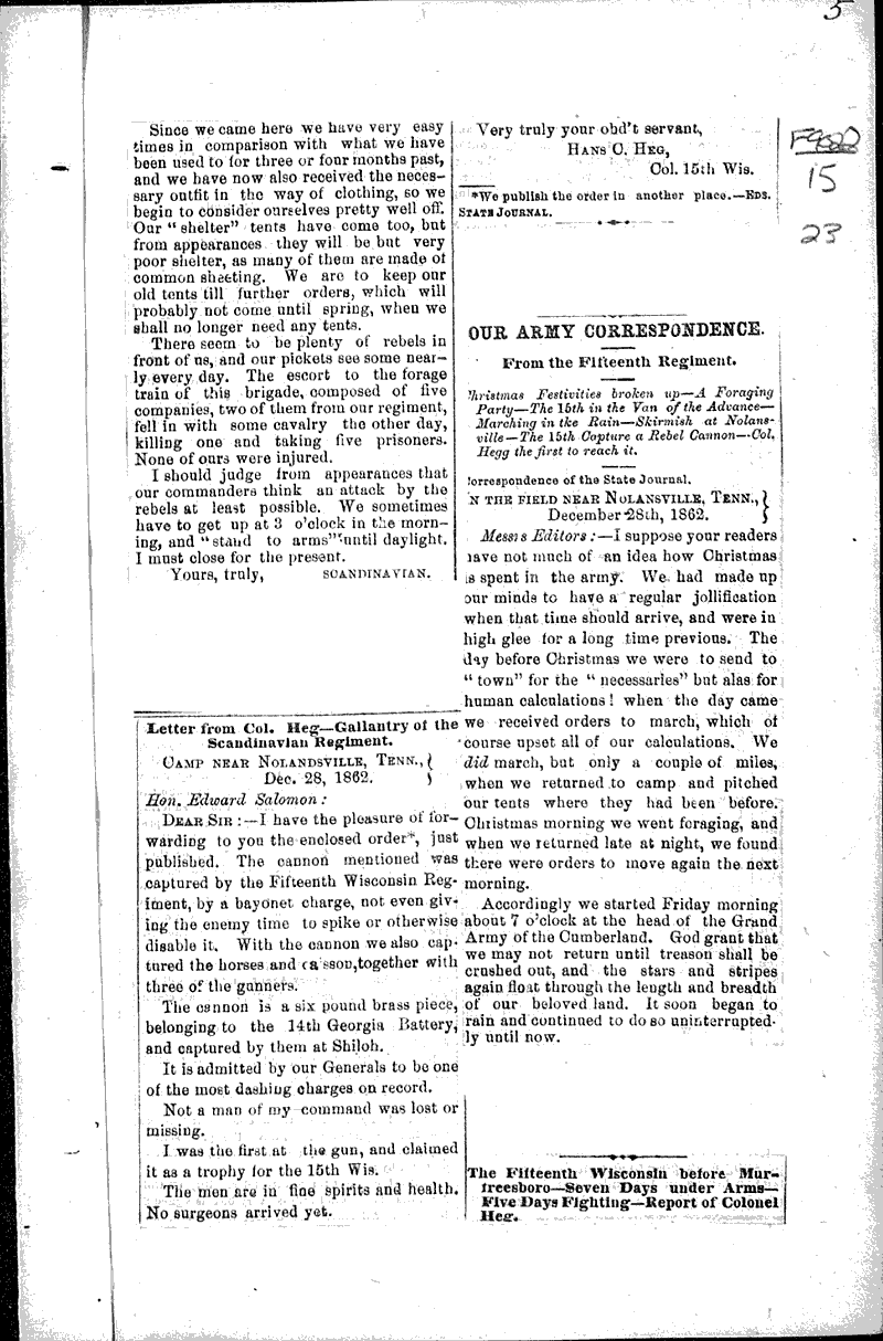 Our army correspondence | Newspaper Article/Clipping | Wisconsin ...