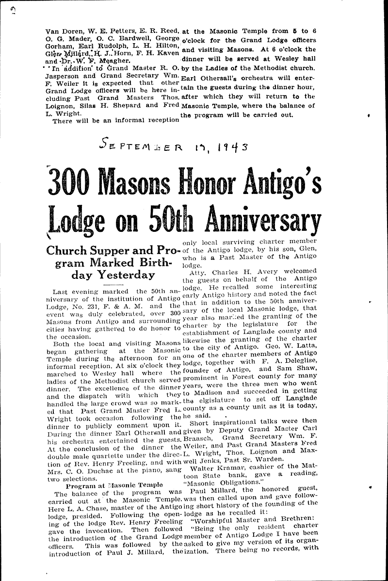 Masonic lodge will be 50 years old Sept. 17 | Newspaper Article ...
