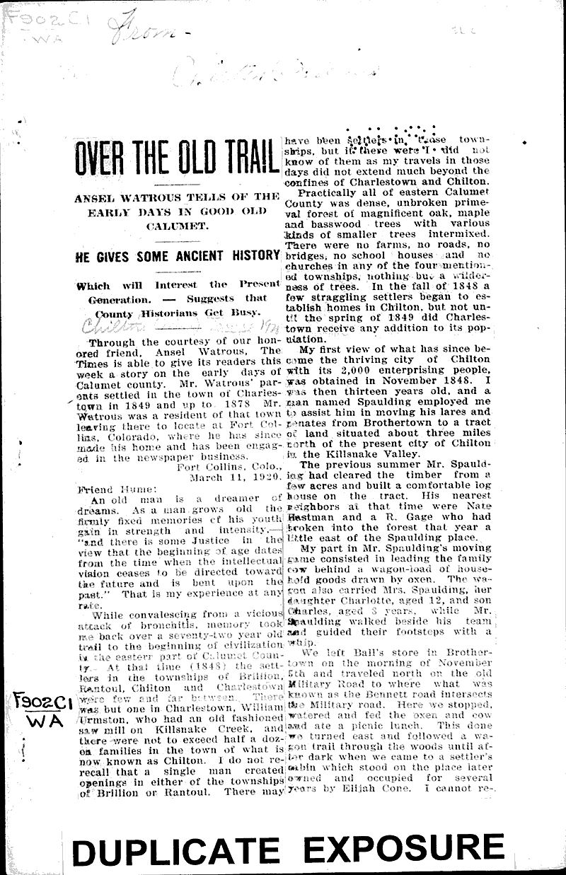 Over the old trail | Newspaper Article/Clipping | Wisconsin Historical ...