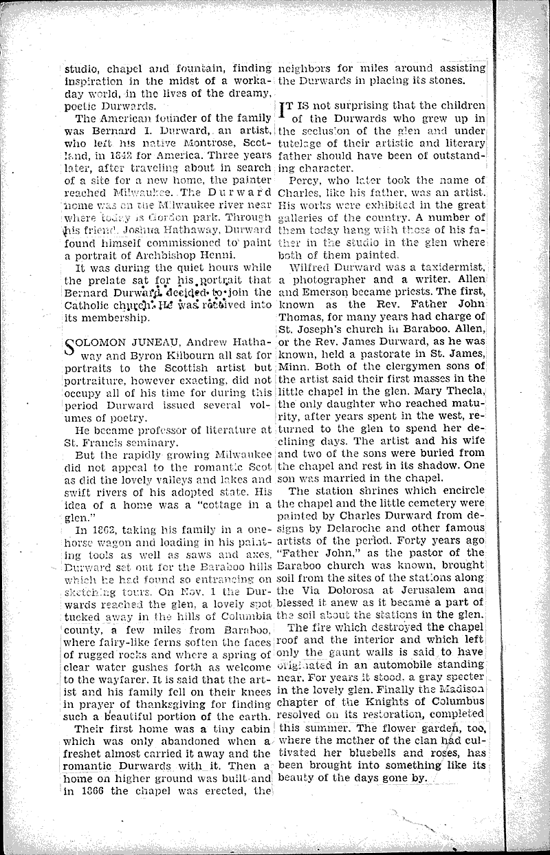Durward Glen Chapel done | Newspaper Article/Clipping | Wisconsin ...