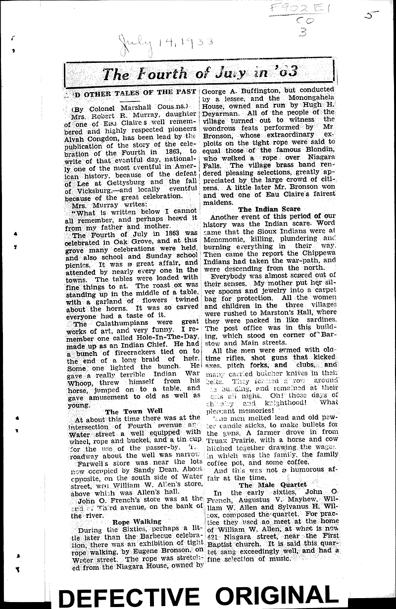 The fourth of July in '63 | Newspaper Article/Clipping | Wisconsin ...