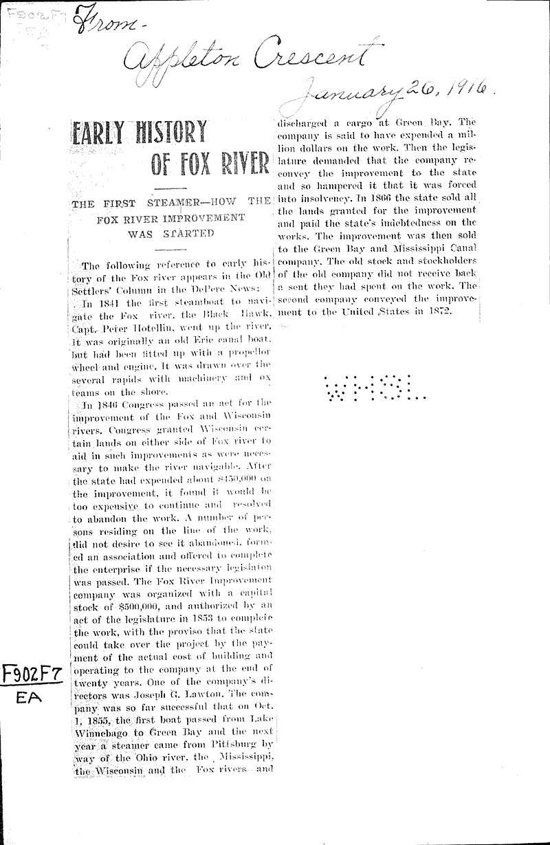 Early days in the Fox River Valley | Newspaper Article/Clipping ...