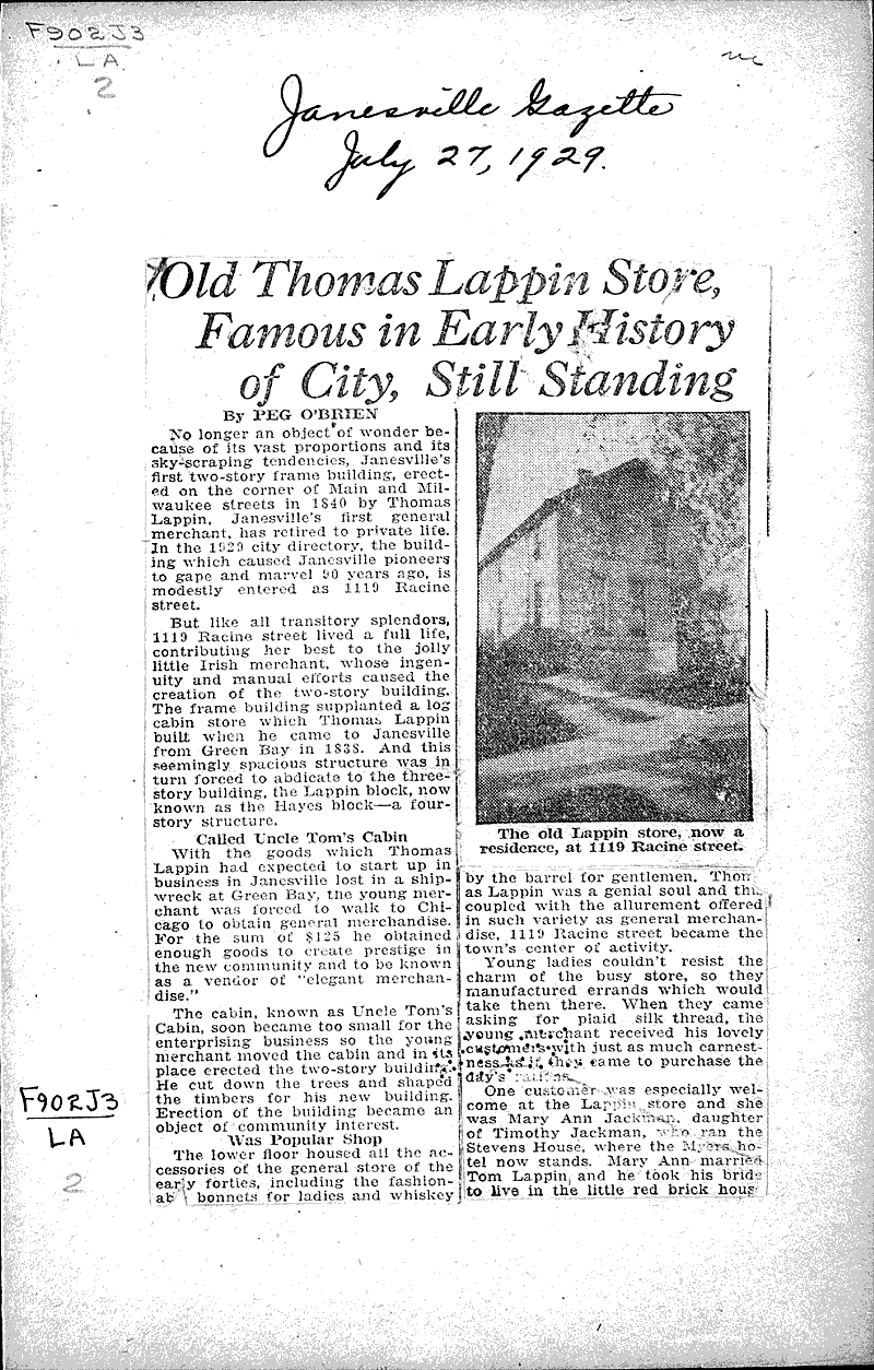Old Thomas Lappin store, famous in early history of city, still ...