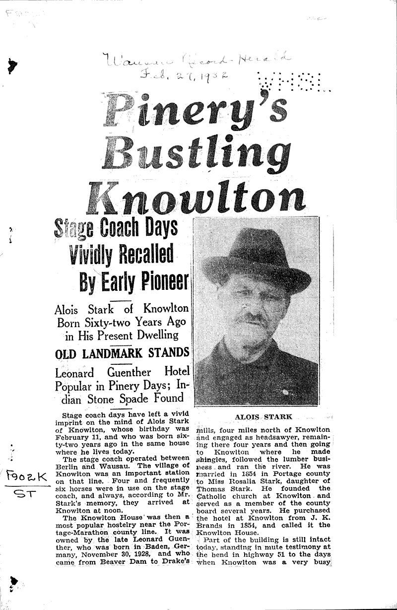 Pinery's bustling Knowlton | Newspaper Article/Clipping | Wisconsin ...
